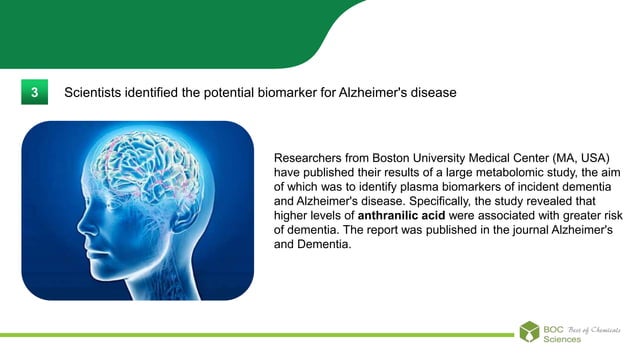 Recent advances of alzheimer's disease boc sciences | PPTX | Brain and ...