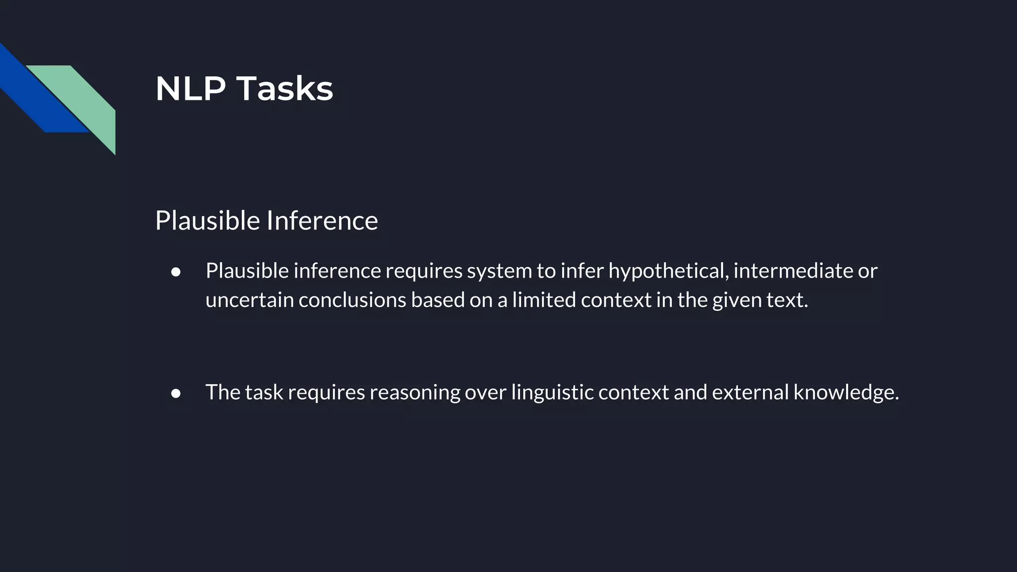 Recent benchmarks for natural language inference | PPTX