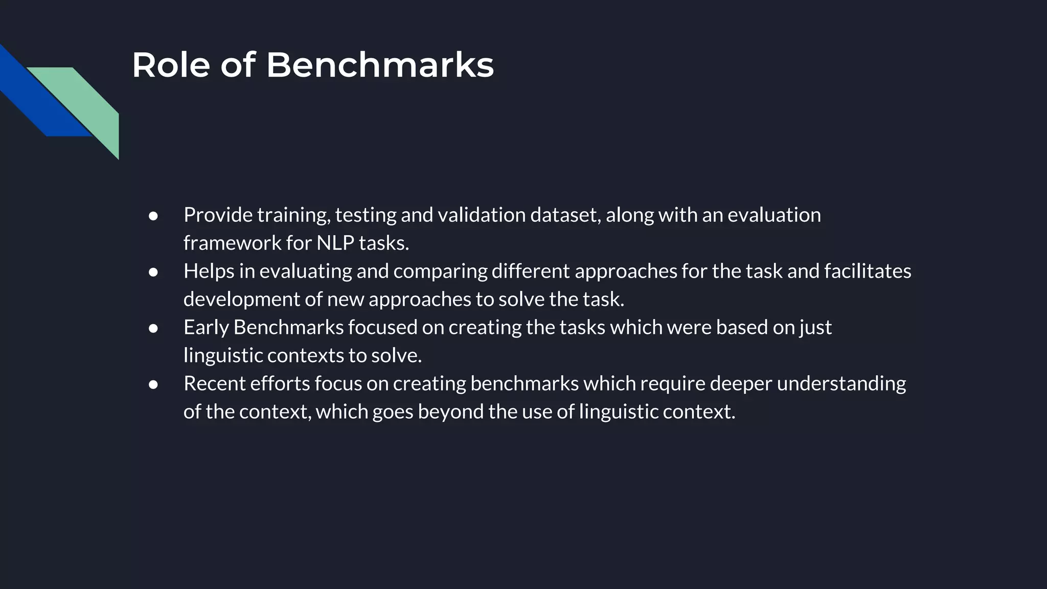 Recent benchmarks for natural language inference | PPTX