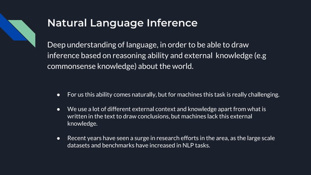 Recent benchmarks for natural language inference | PPTX