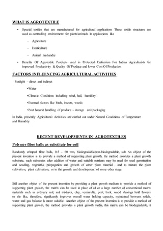 Recent development in Agrotextiles | PDF