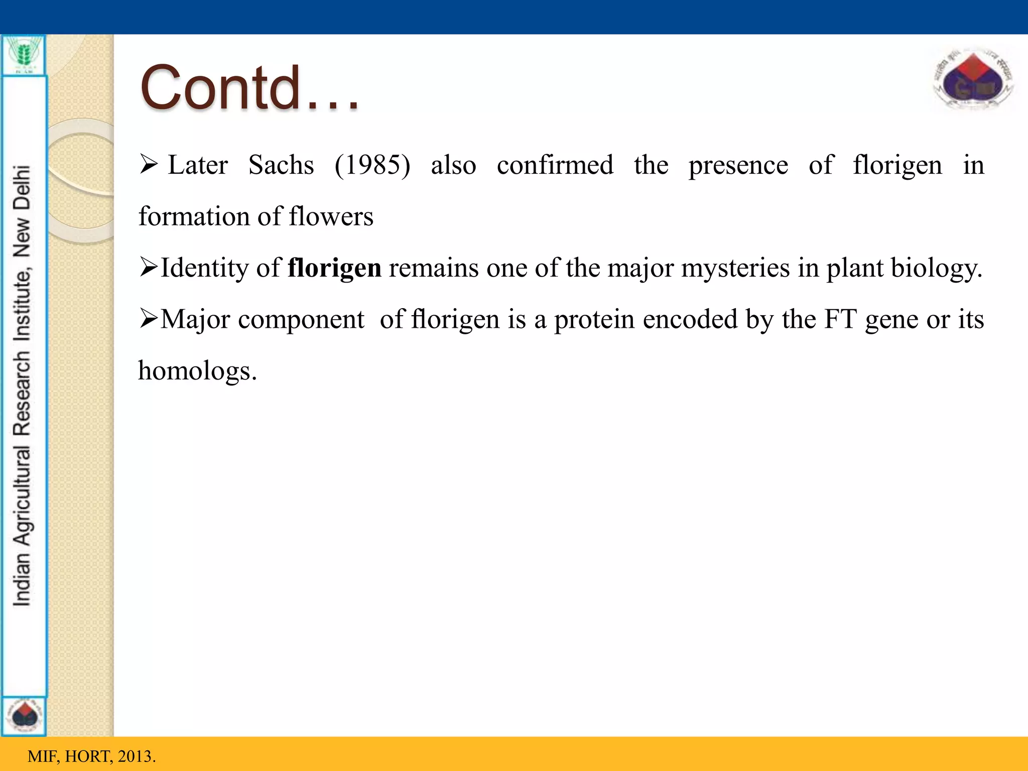 Recent development in florigen concept | PPTX