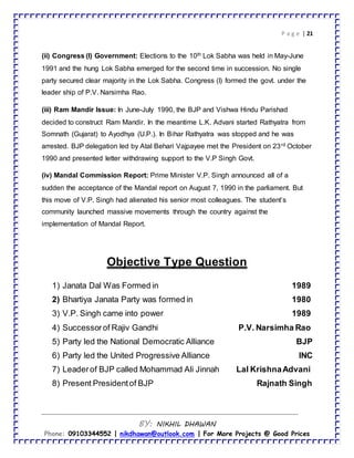 Recent development in indian politics (pol science) | DOCX
