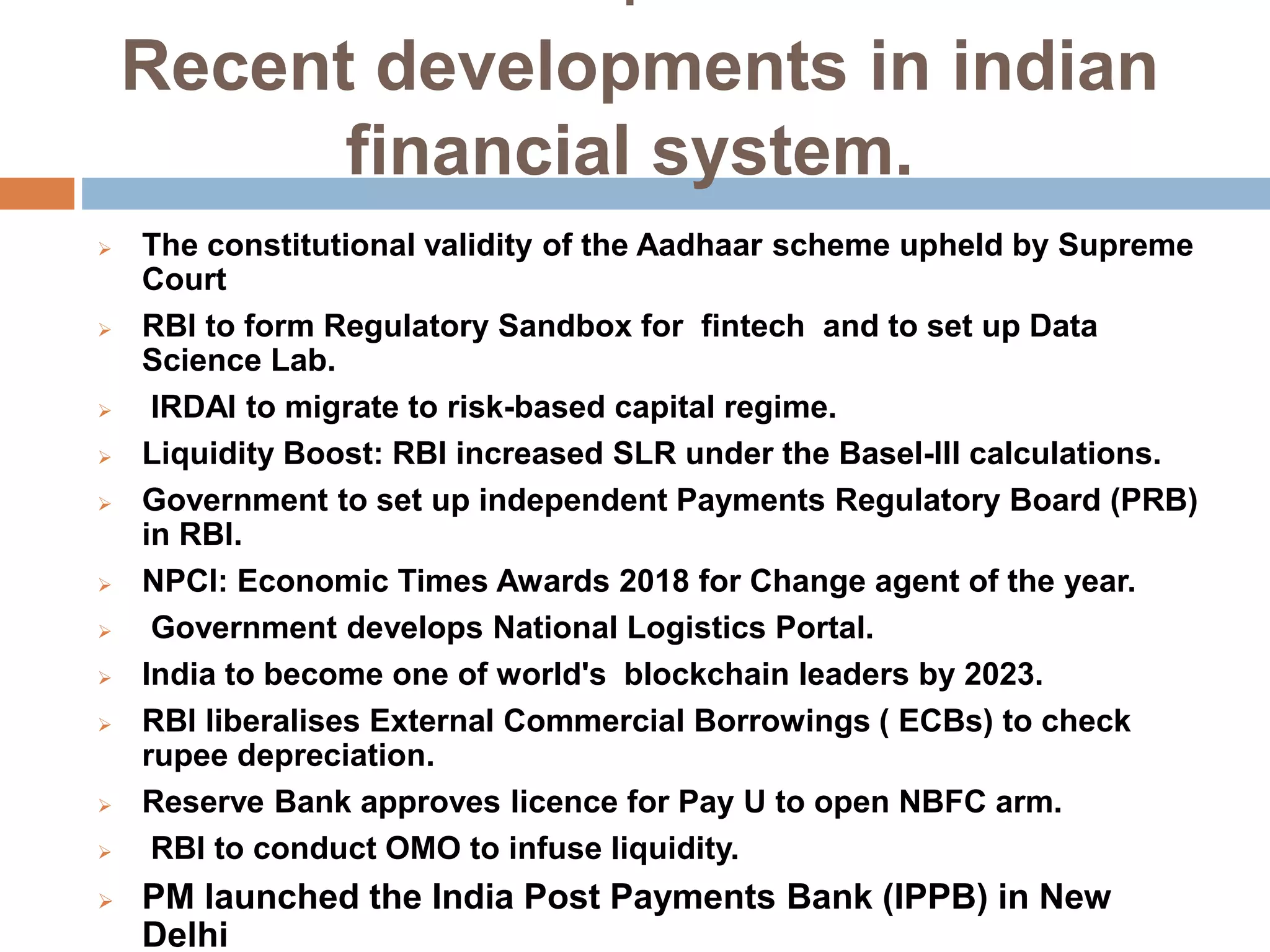 Recent developments in indian financial system | PPTX