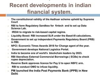 Recent developments in indian financial system | PPTX