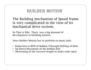 Recent developments in speed frame | PDF