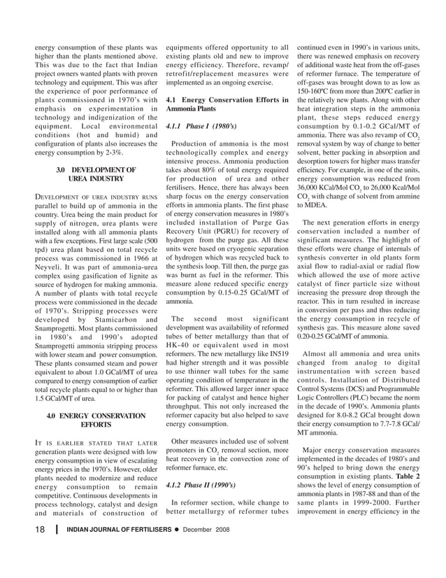 Recent efforts in energy conservation in ammonia and urea plants | PDF