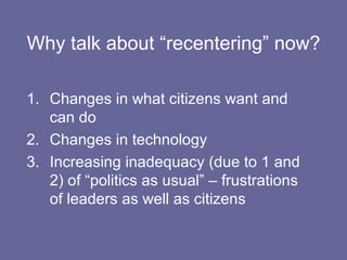 Recentering Democracy Framing The Discussion | PPT