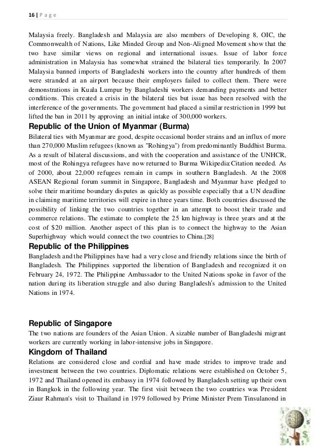 Recent foreign trade relations of bangladesh