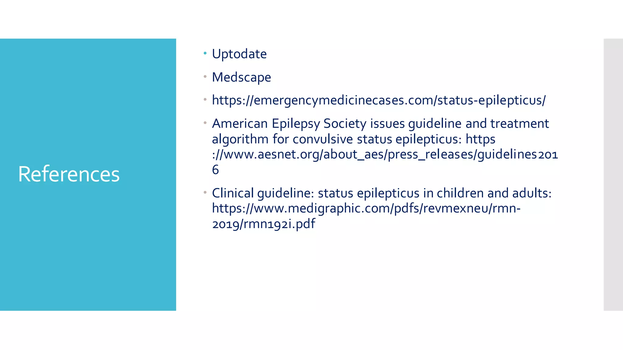 Recent guidelines for management of status epilepticus | PDF
