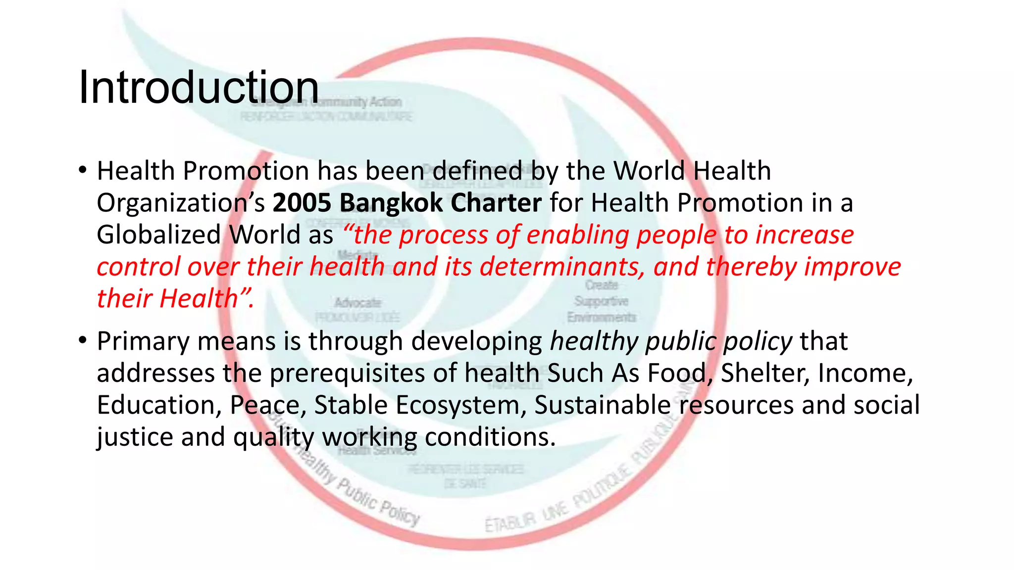 Recent health promotion global declaration | PPTX