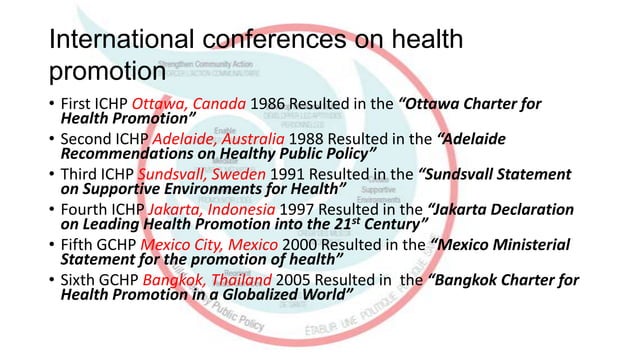 Recent health promotion global declaration | PPTX | Medical Health
