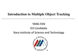 Introduction to multiple object tracking | PPTX