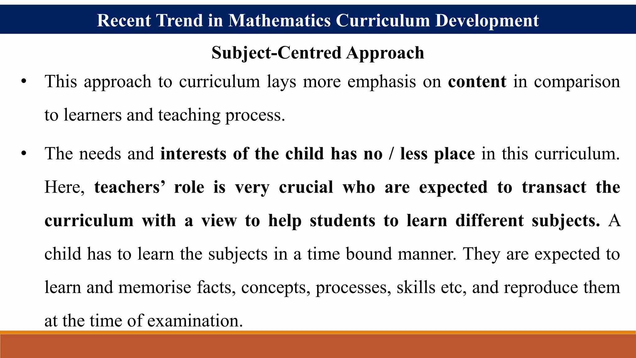 Recent Trend in Mathematics Curriculum Development | PPTX