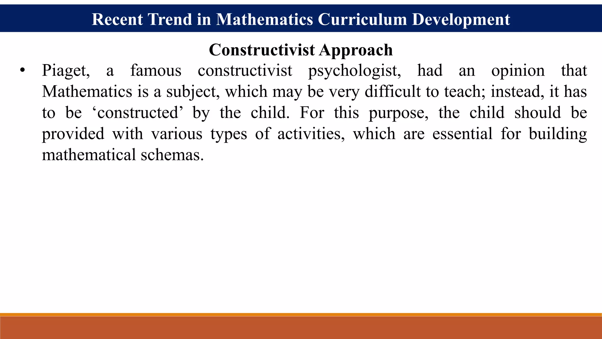 Recent Trend in Mathematics Curriculum Development | PPTX