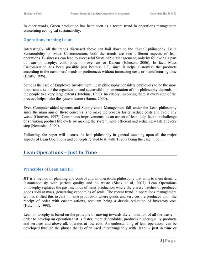 Recent Trends in Modern Operations Management | PDF