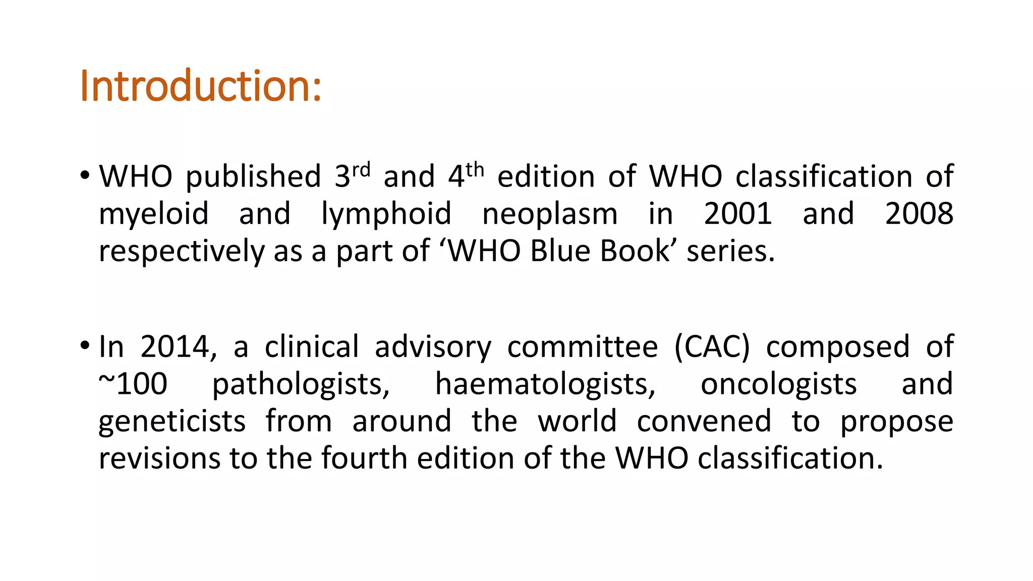Recent updates in classification of mds and myeloid neoplasm | PPT