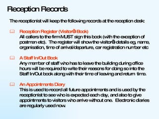 Standard Grade Administration - Reception Services | PPT