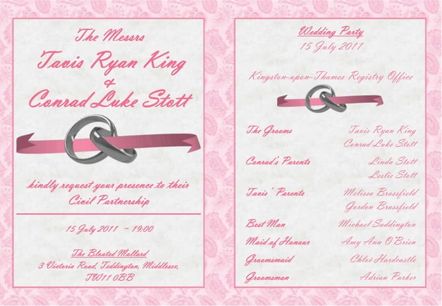 Tavis & Conrad's Wedding Invitation | PPTX | Wedding | Personal Celebrations & Life Events