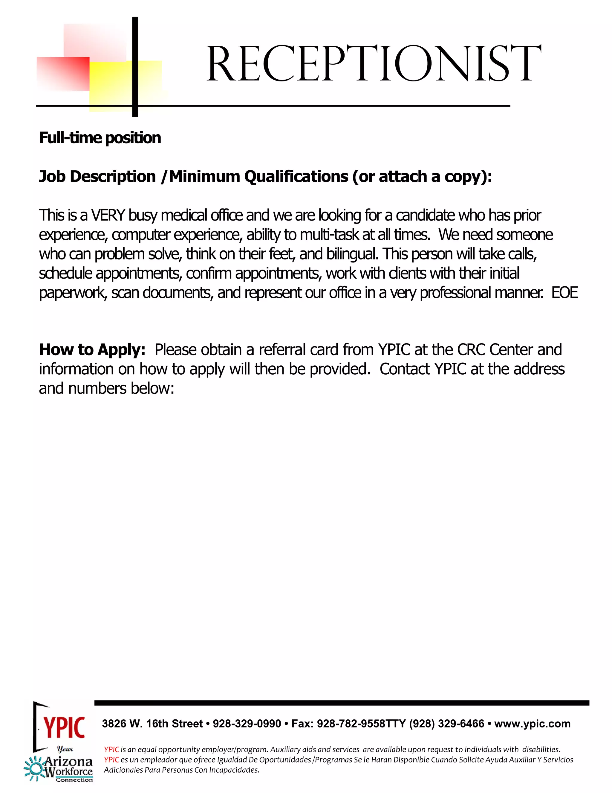 Receptionist | PDF