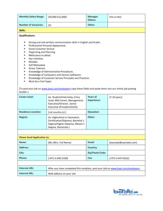 Receptionist Job Description Template by Bayt.com