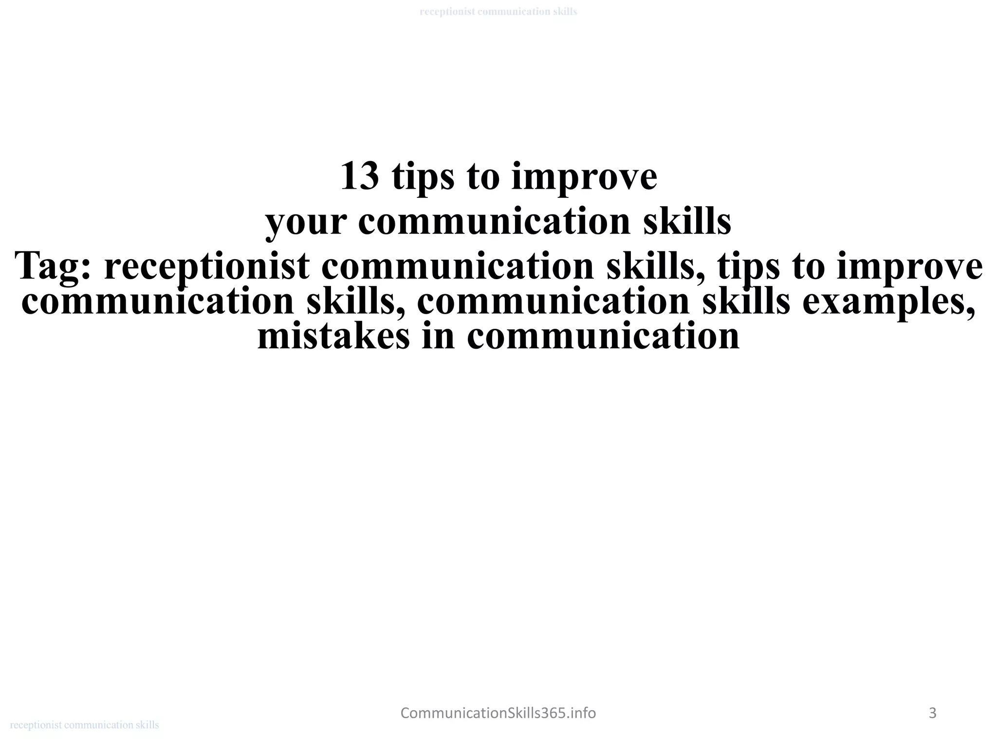 Receptionist communication skills pdf | PPT