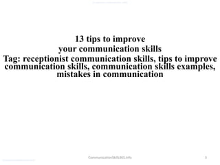 Receptionist communication skills pdf | PPT