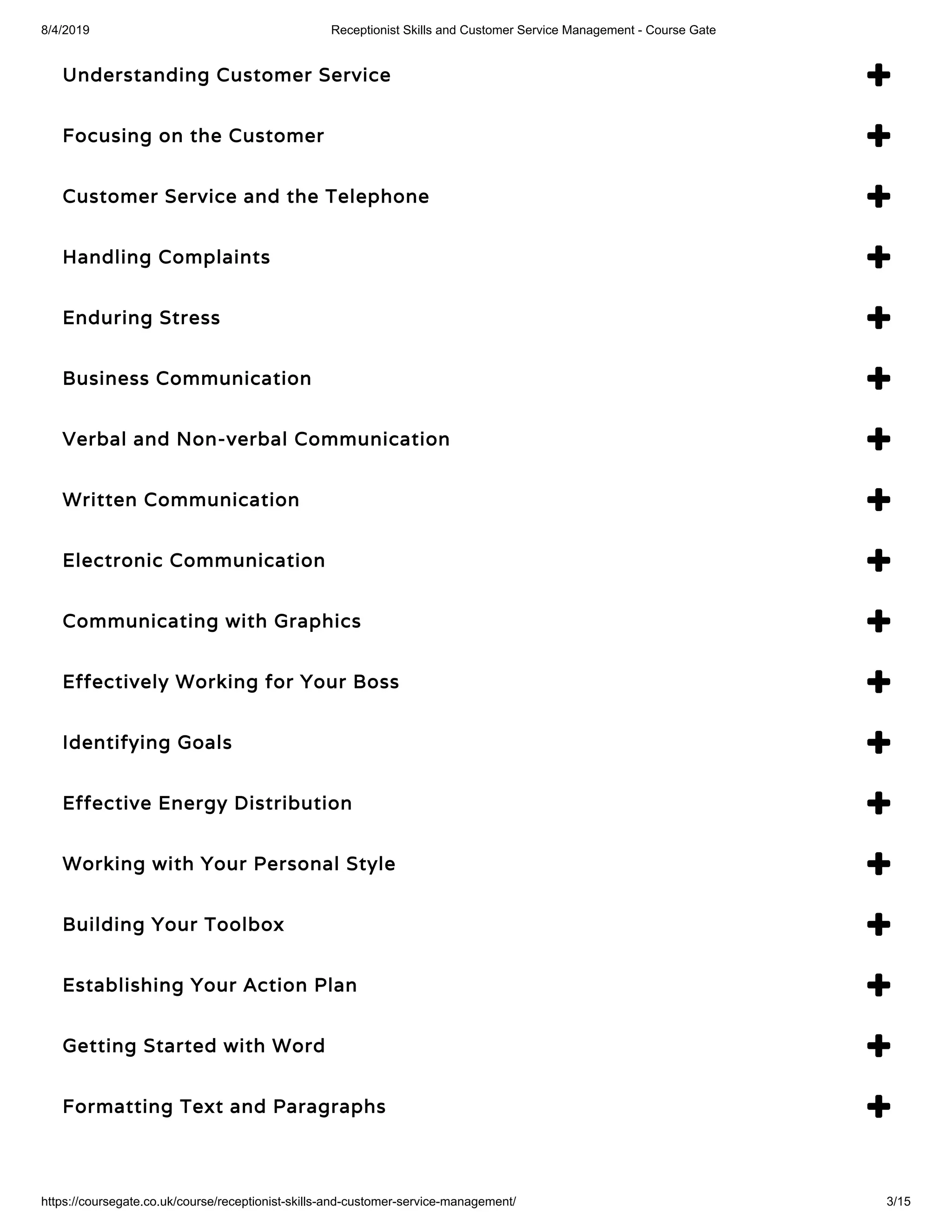 Receptionist skills and customer service management - course gate | PDF