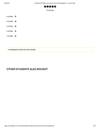 Receptionist skills and customer service management - course gate | PDF