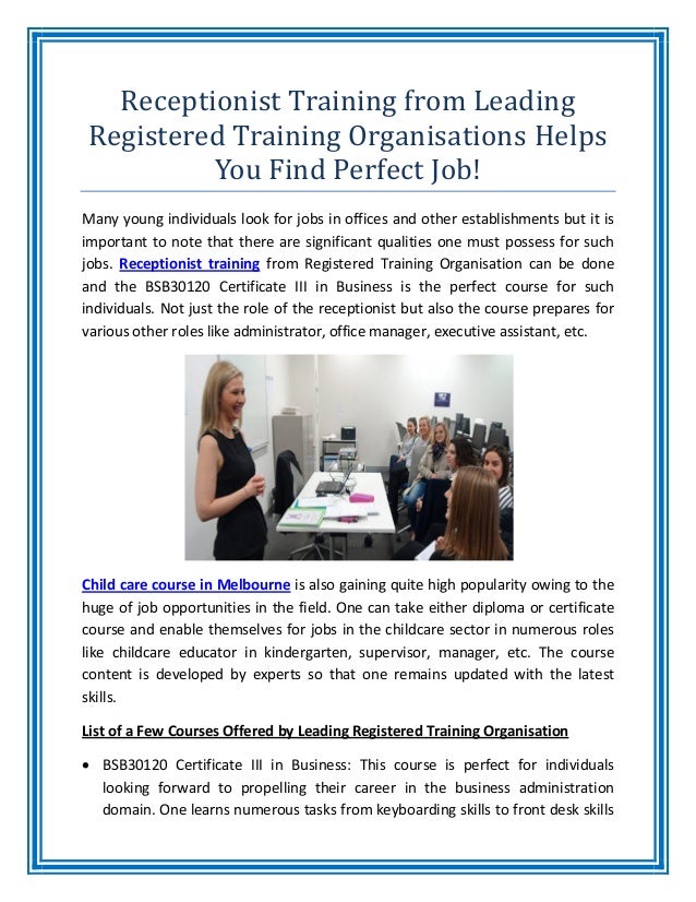 Receptionist Training from Leading Registered Training Organisations ...