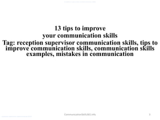Reception supervisor communication skills pdf | PPT