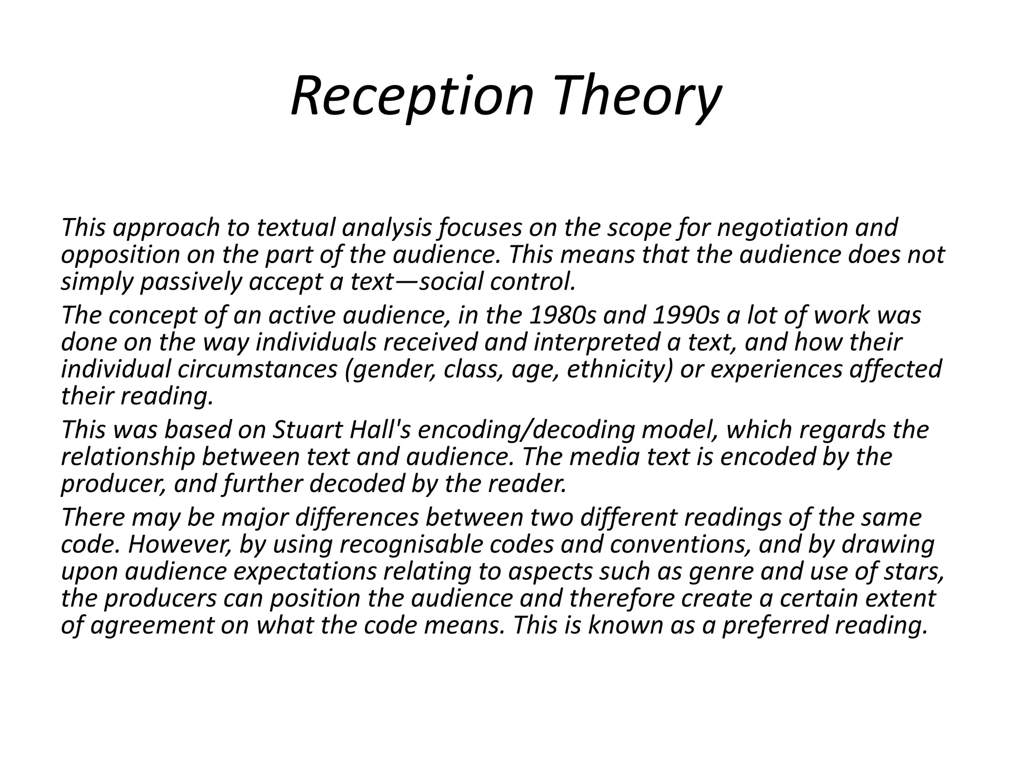 Media Reception theory | PPTX | Science