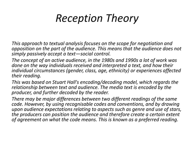 Media Reception theory | PPTX | Science
