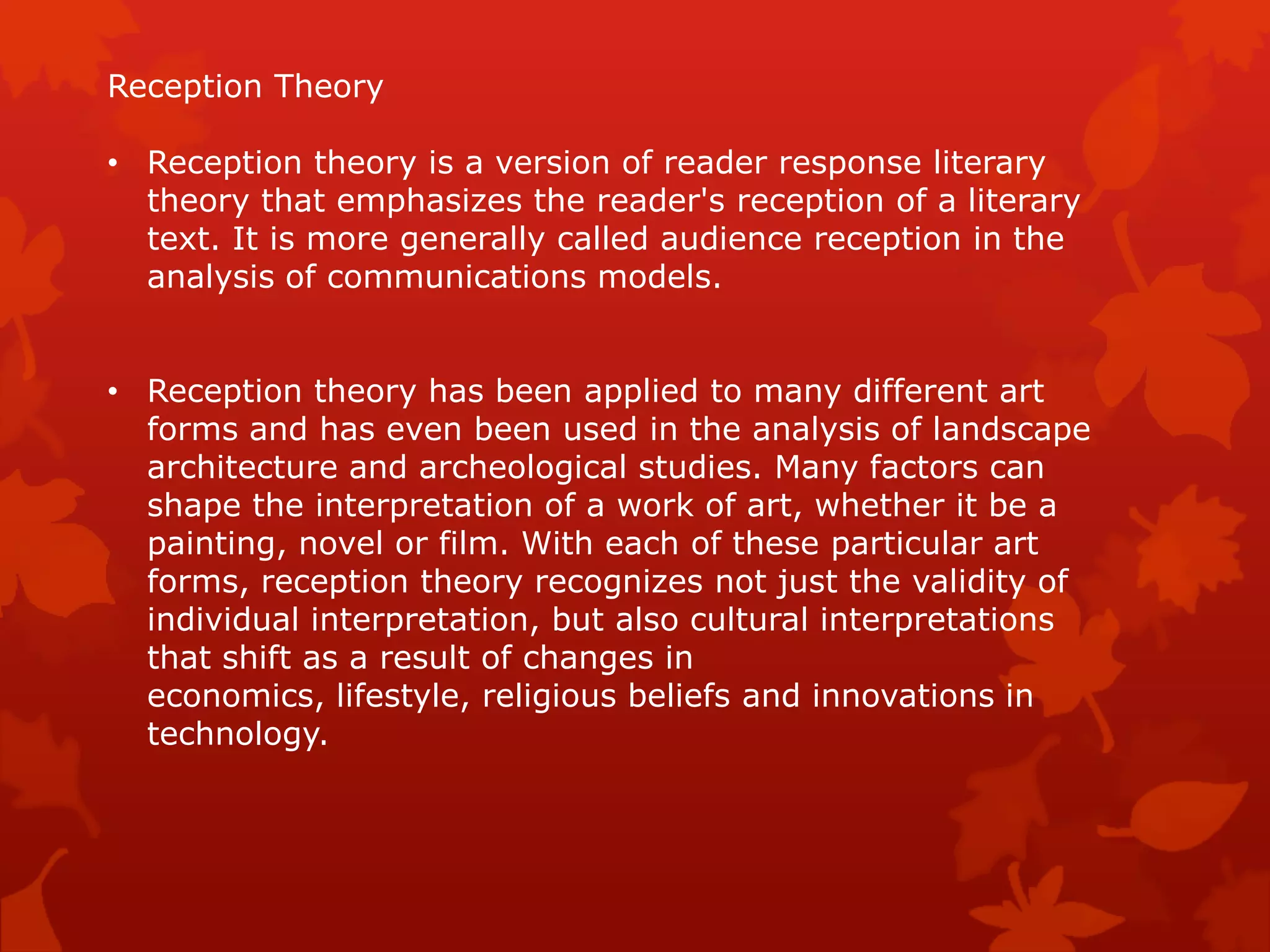 Reception theory and the UGT | PPTX