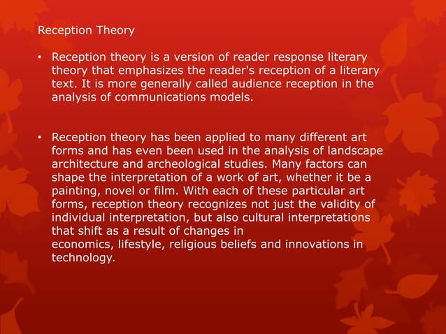 Reception theory and the UGT | PPTX