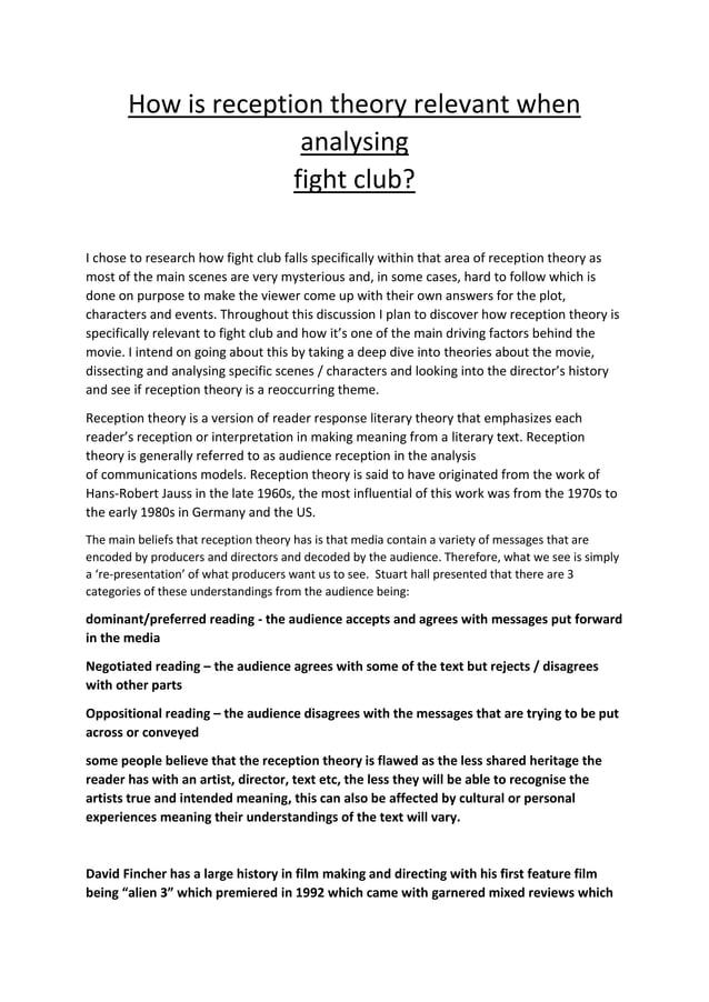 reception theory essay | PDF