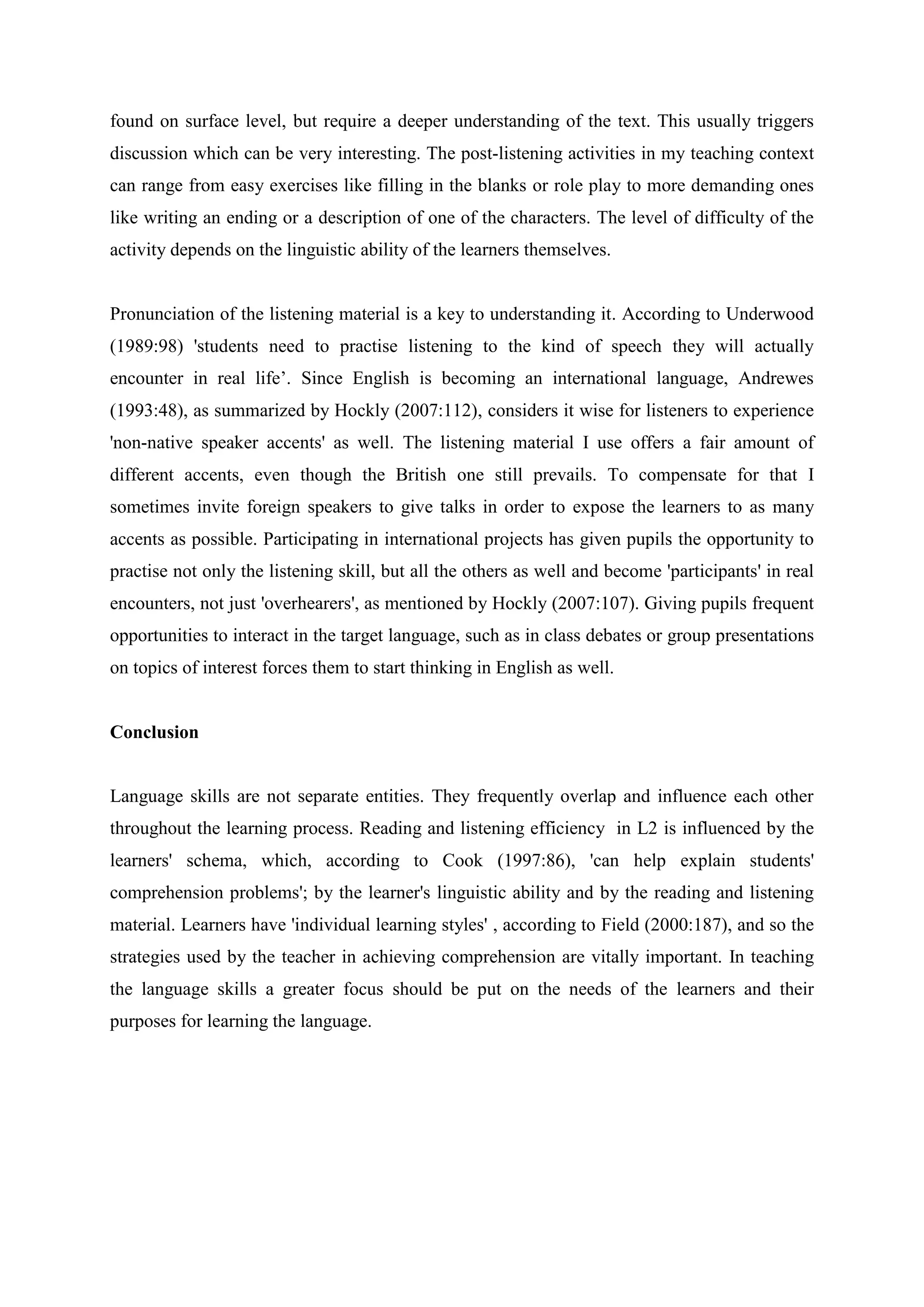 Receptive skills in english language teaching | PDF