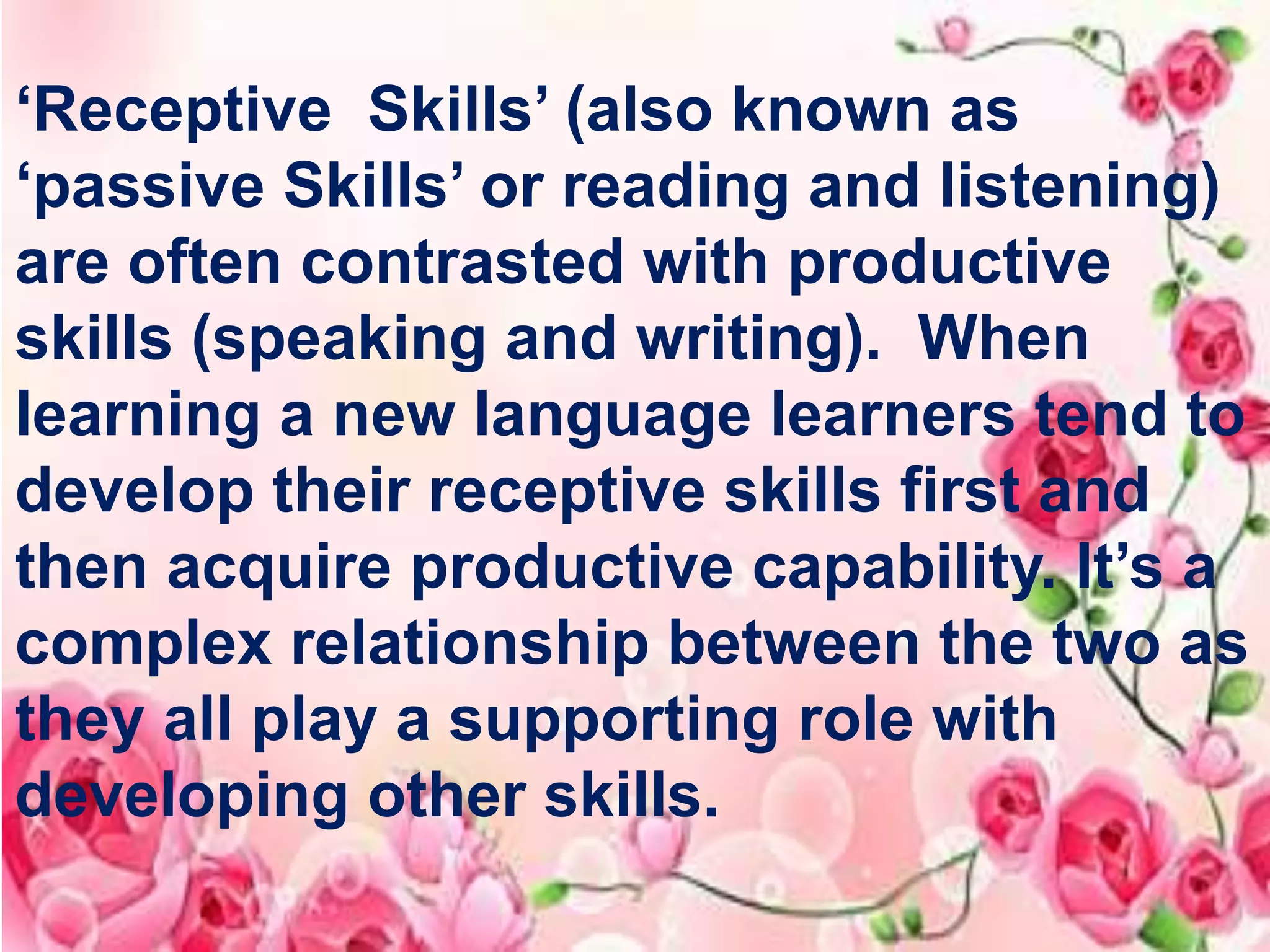 Receptive skills reading and listening | PPTX