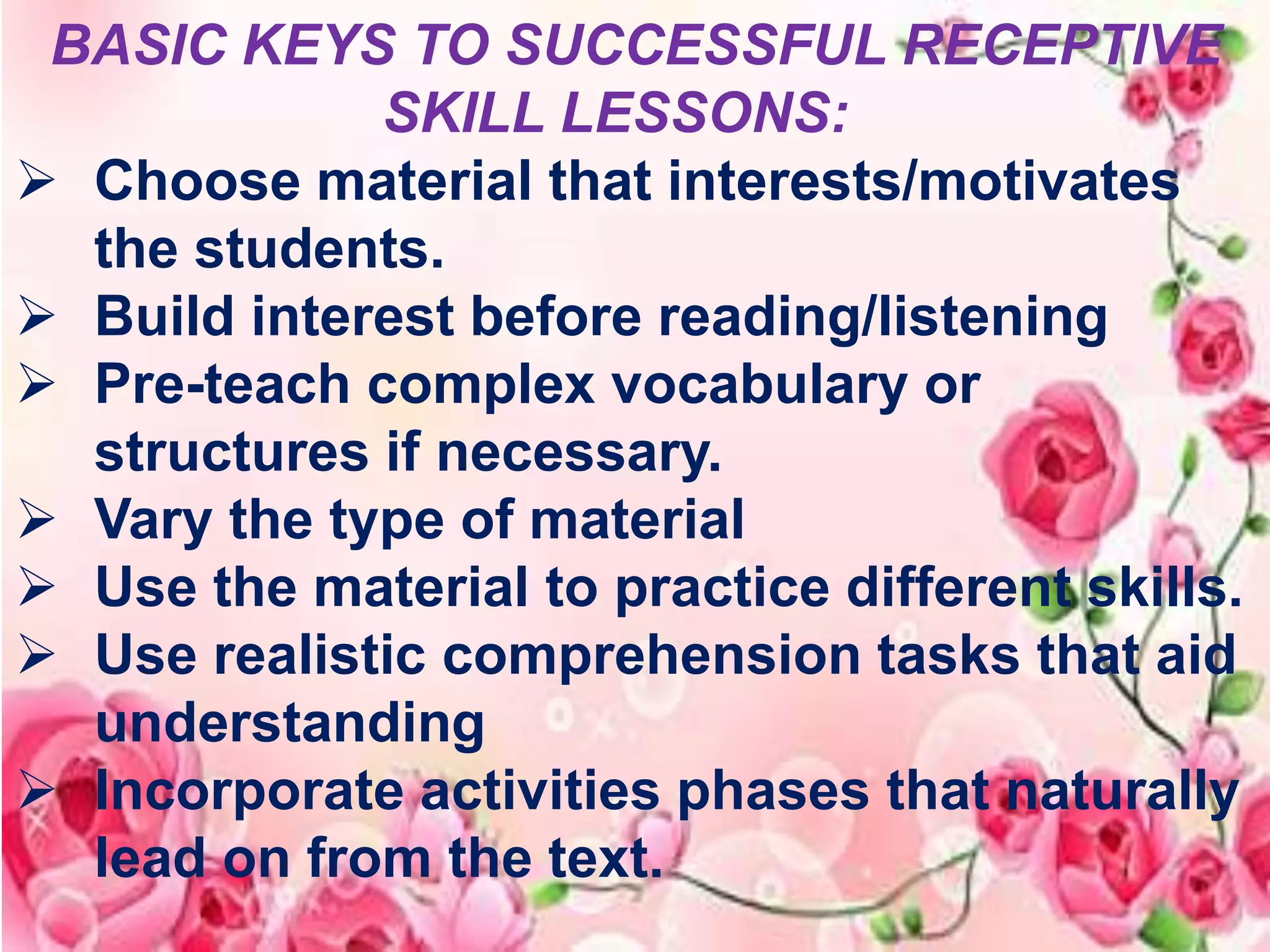 Receptive skills reading and listening | PPTX