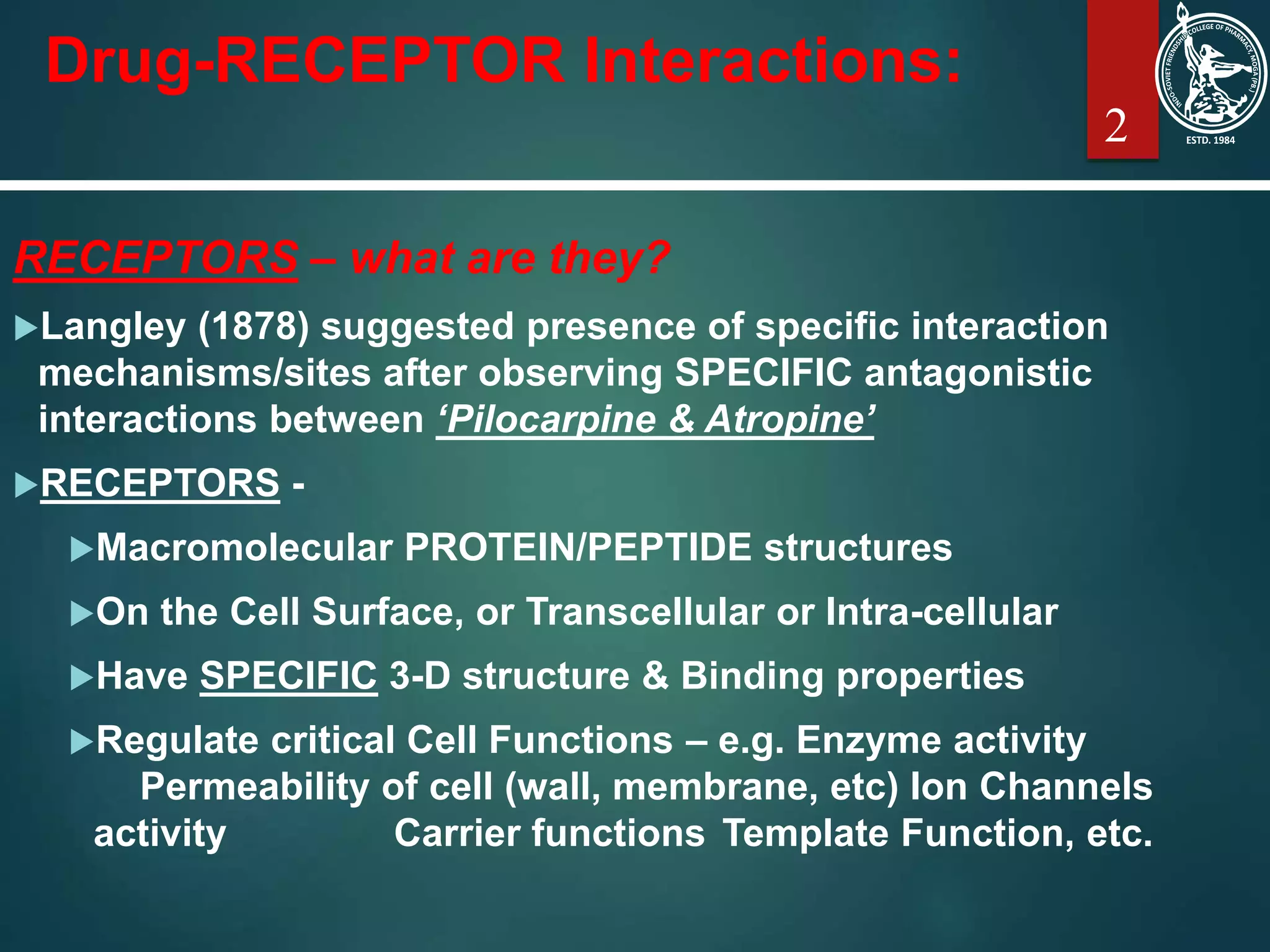 Drug Receptor Interactions | PPTX