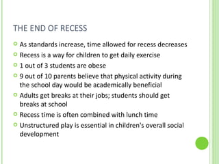 Recess in elementary school | PPT