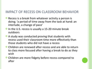 Recess in elementary school | PPT