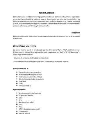 Receta medica y posologia | DOCX
