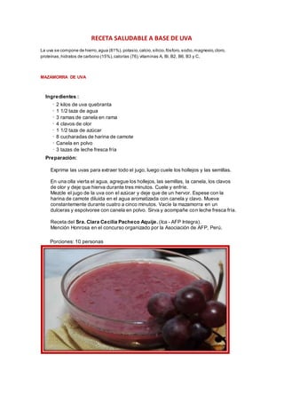 Receta saludable a base de uva | DOCX