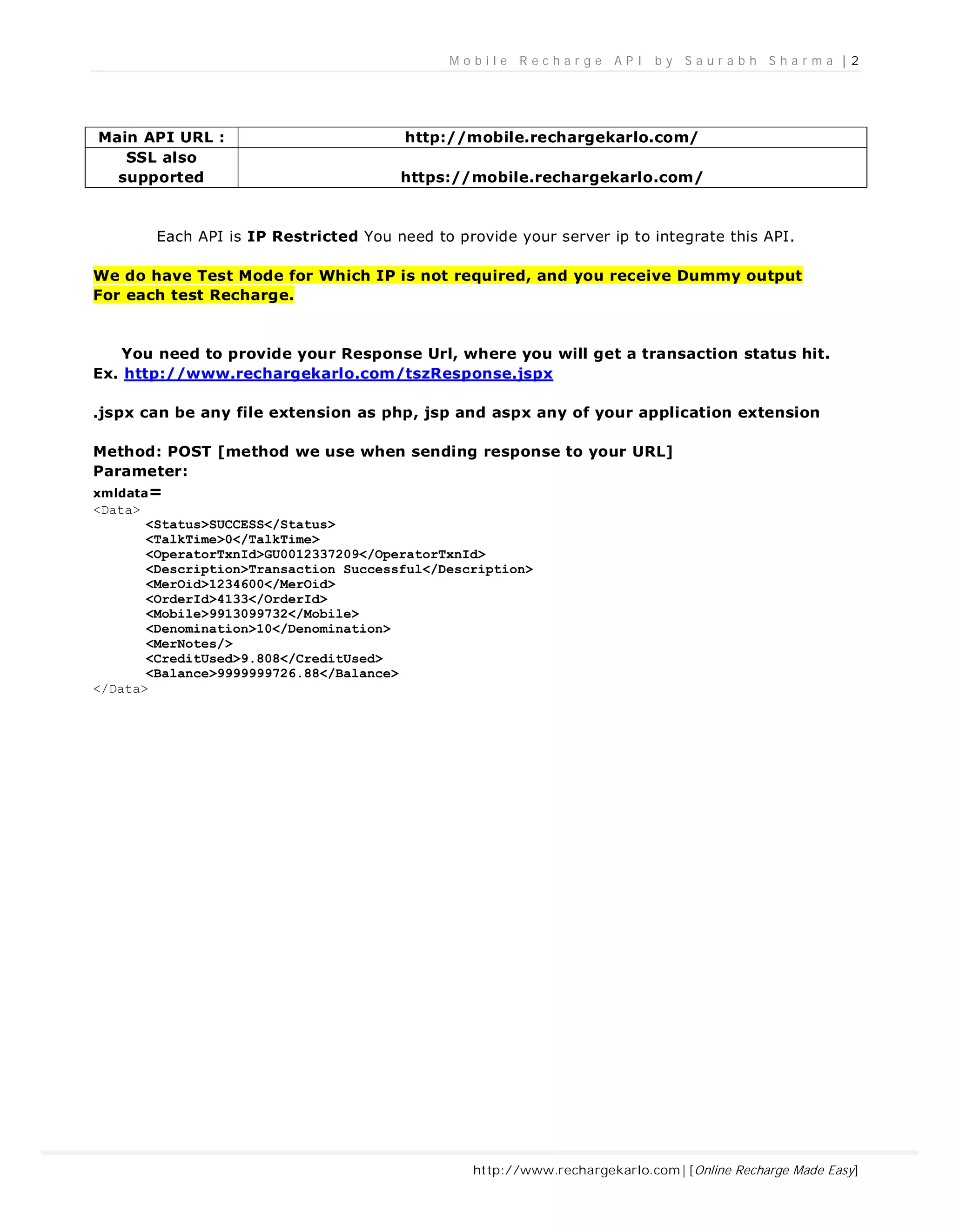 Recharge api by_saurabh_sharma | PDF