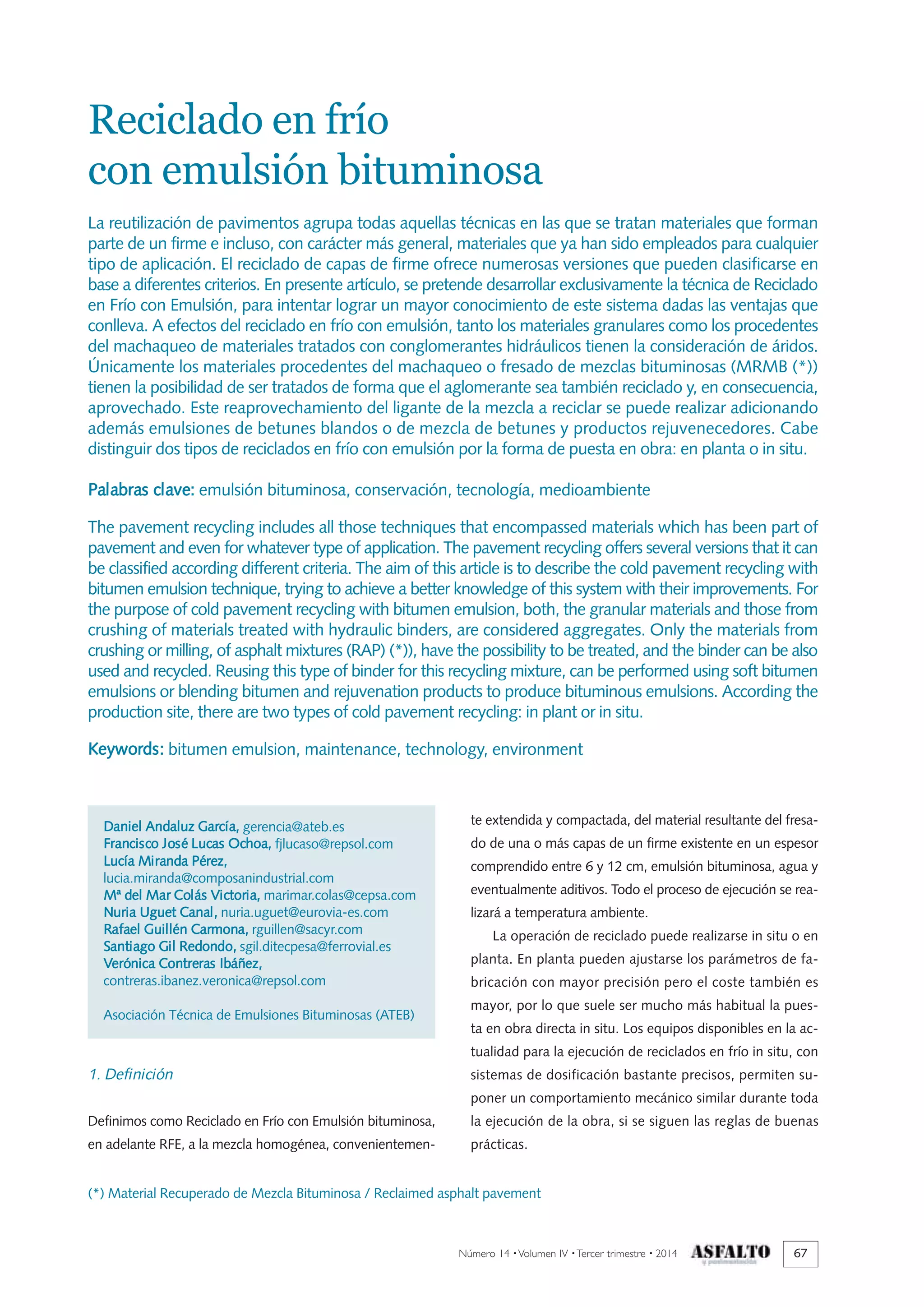 Reciclado en frio con emulsion | PDF