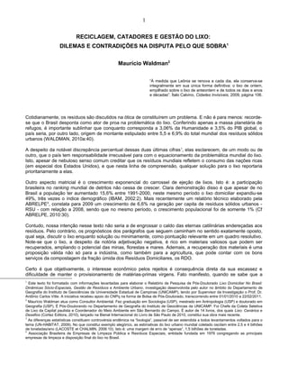 Textos do professor Maurício Waldman sobre Coleta Seletiva e Reciclagem ...