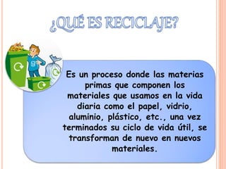 TEMA: RECICLAJE - ÁREA CTA - PROF. NANCY CAJAN. A. | PPTX