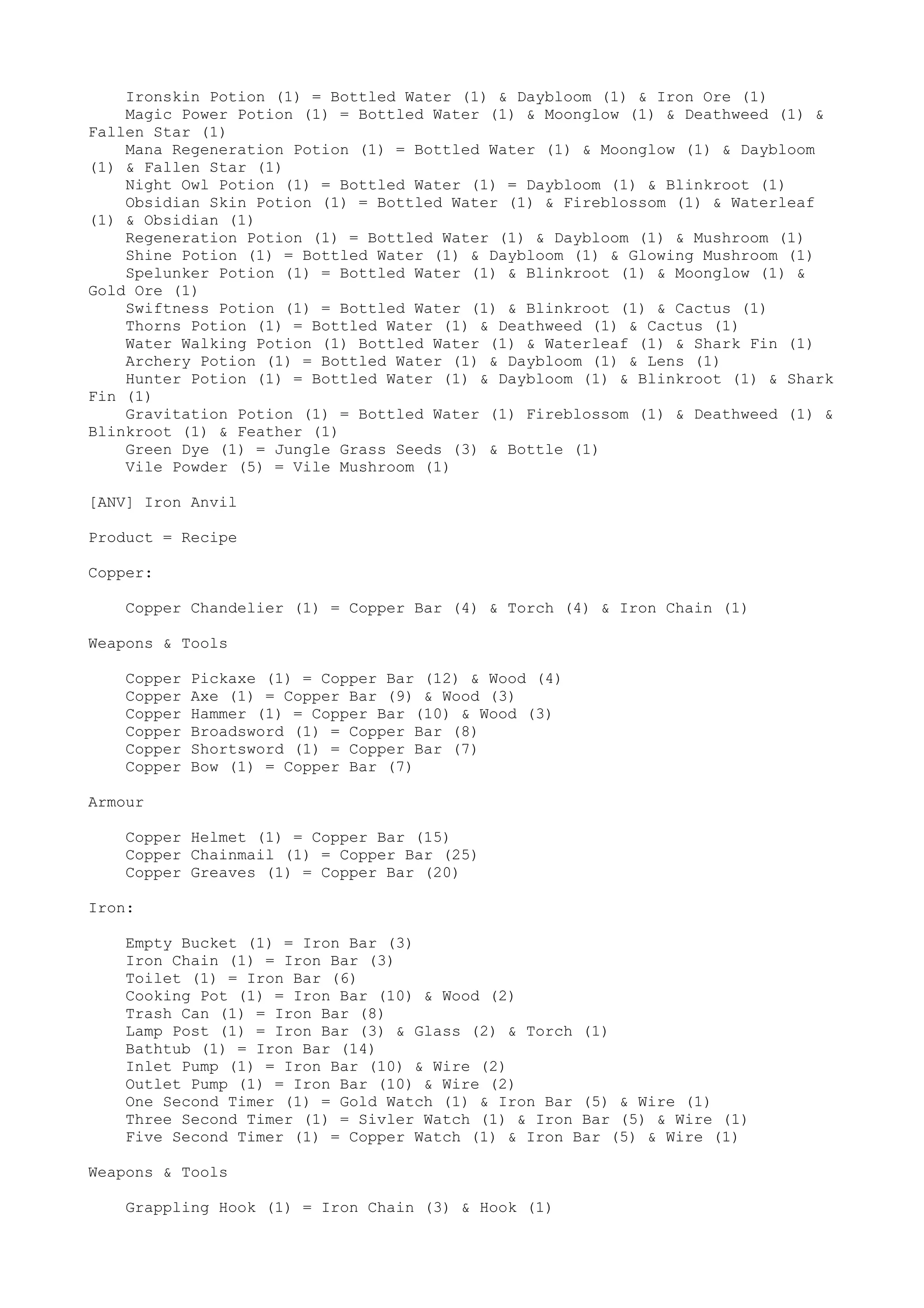 Terraria Recipe | TXT