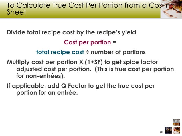Recipe-Costing MENU COSTING AND QUANTIFICATION 3RD YEAR | PPT